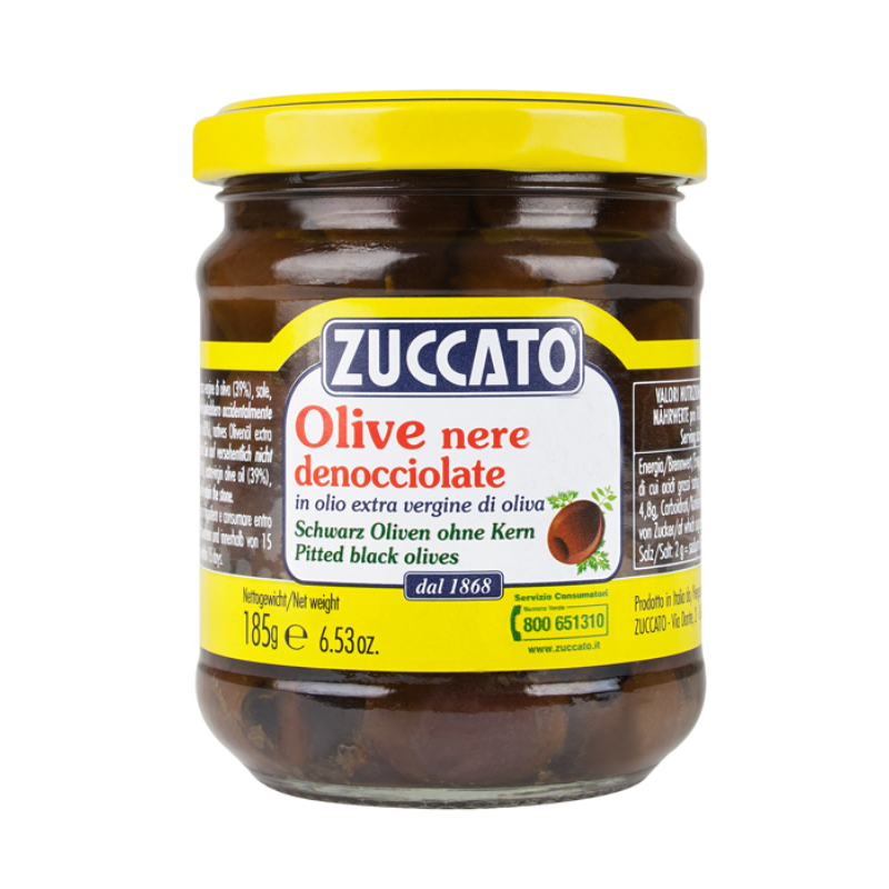 Basile | ZUCCATO BLACK PITTED OLIVES 185G